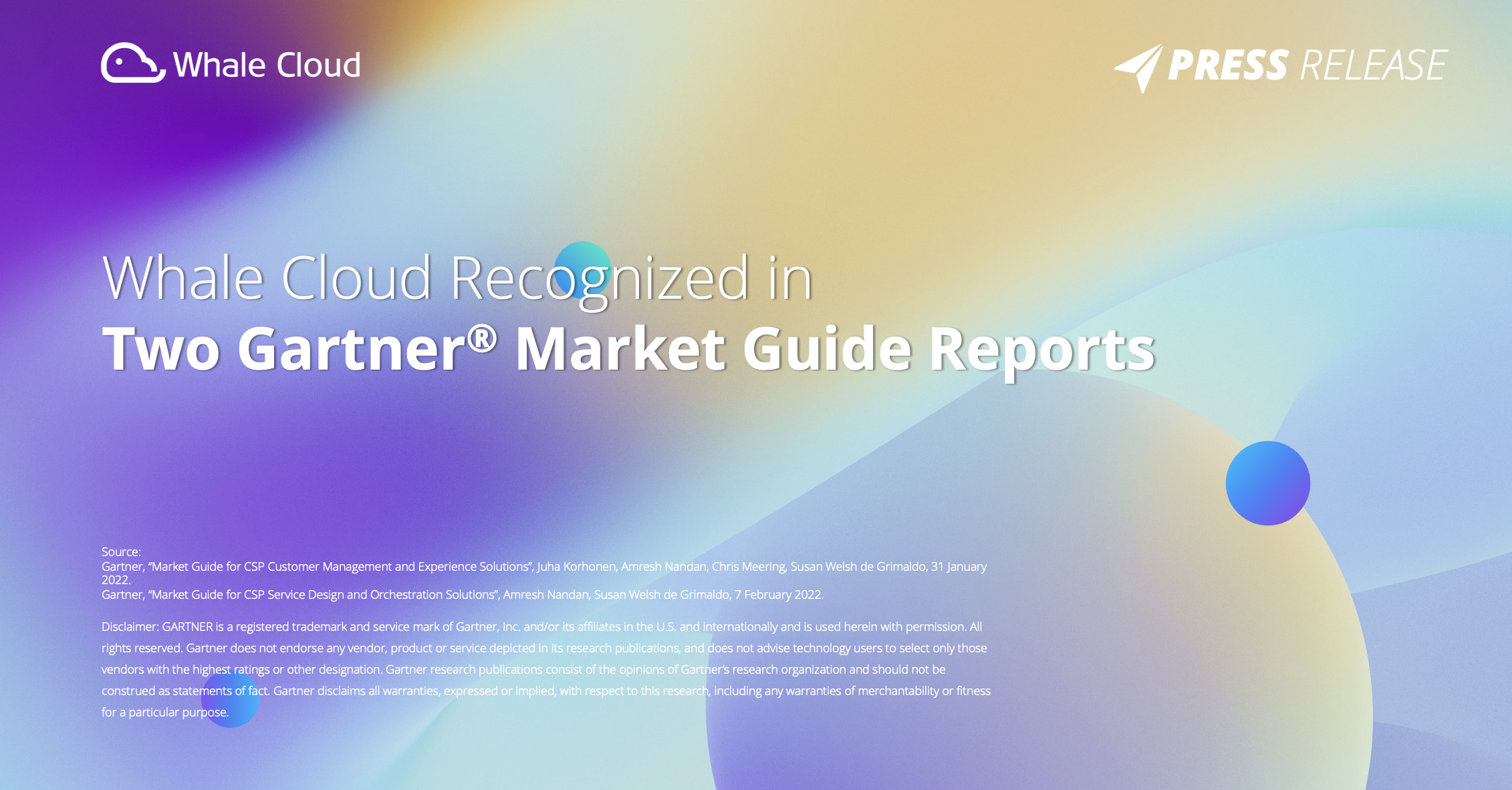 Whale Cloud Recognized in Two Gartner? Market Guide Reports